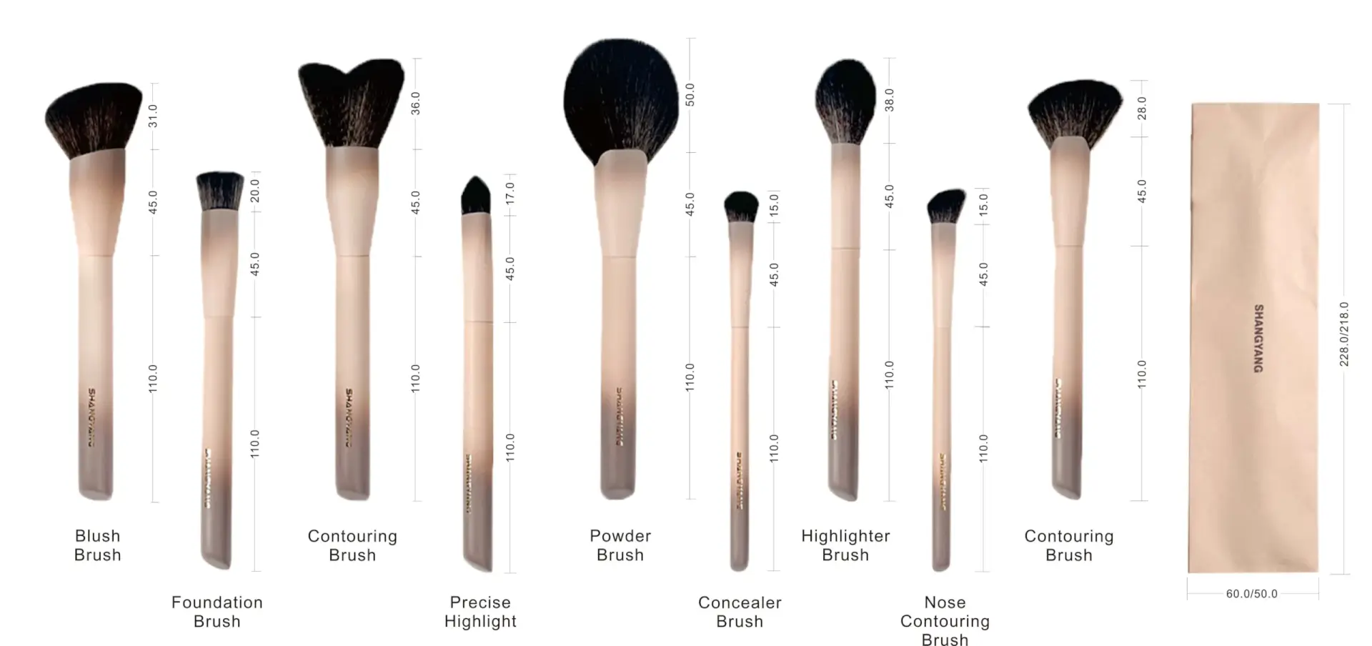 9PCS High Quality Face Make Up Brush Kit - Shangyang