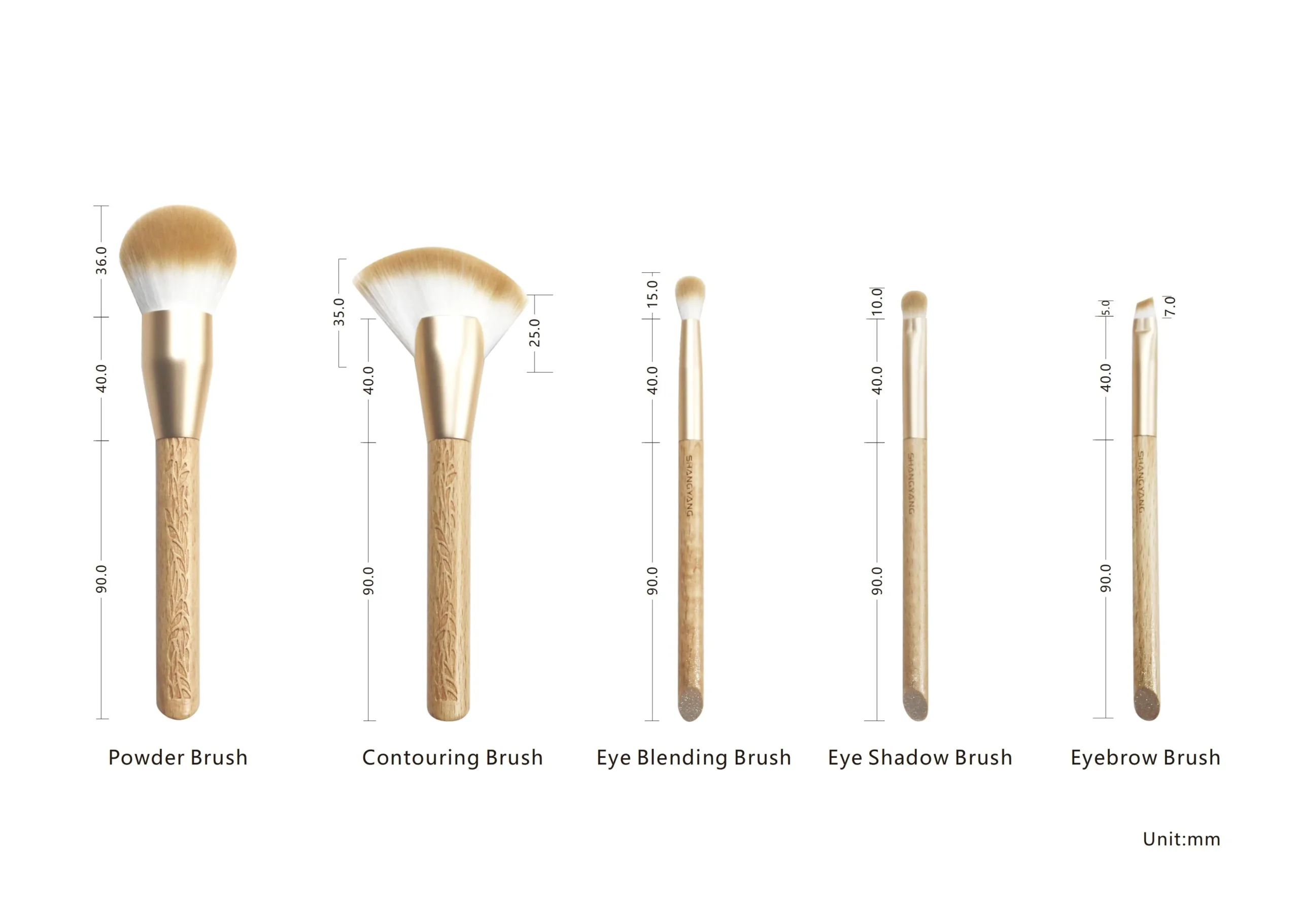 Private Label 3D Printing Leaf Textured Wooden Brush Set
